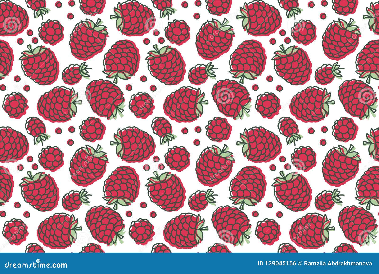 Raspberry Seamless Pattern. Hand Drawn Fresh Berry. Vector Sketch ...