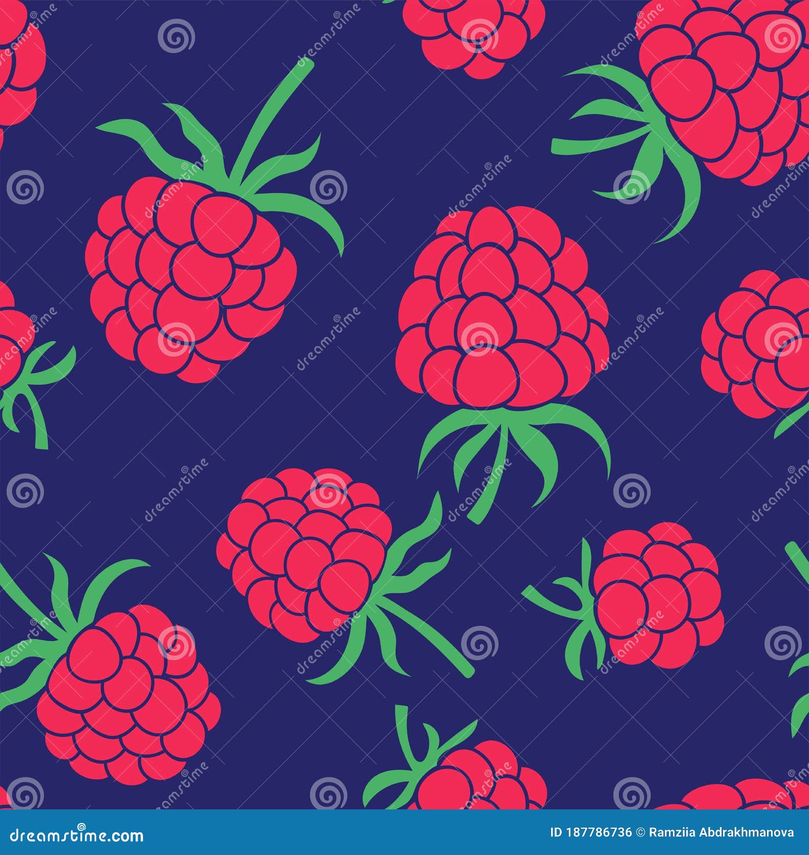 Raspberry Seamless Pattern. Hand Drawn Fresh Fruit. Vector Sketch ...