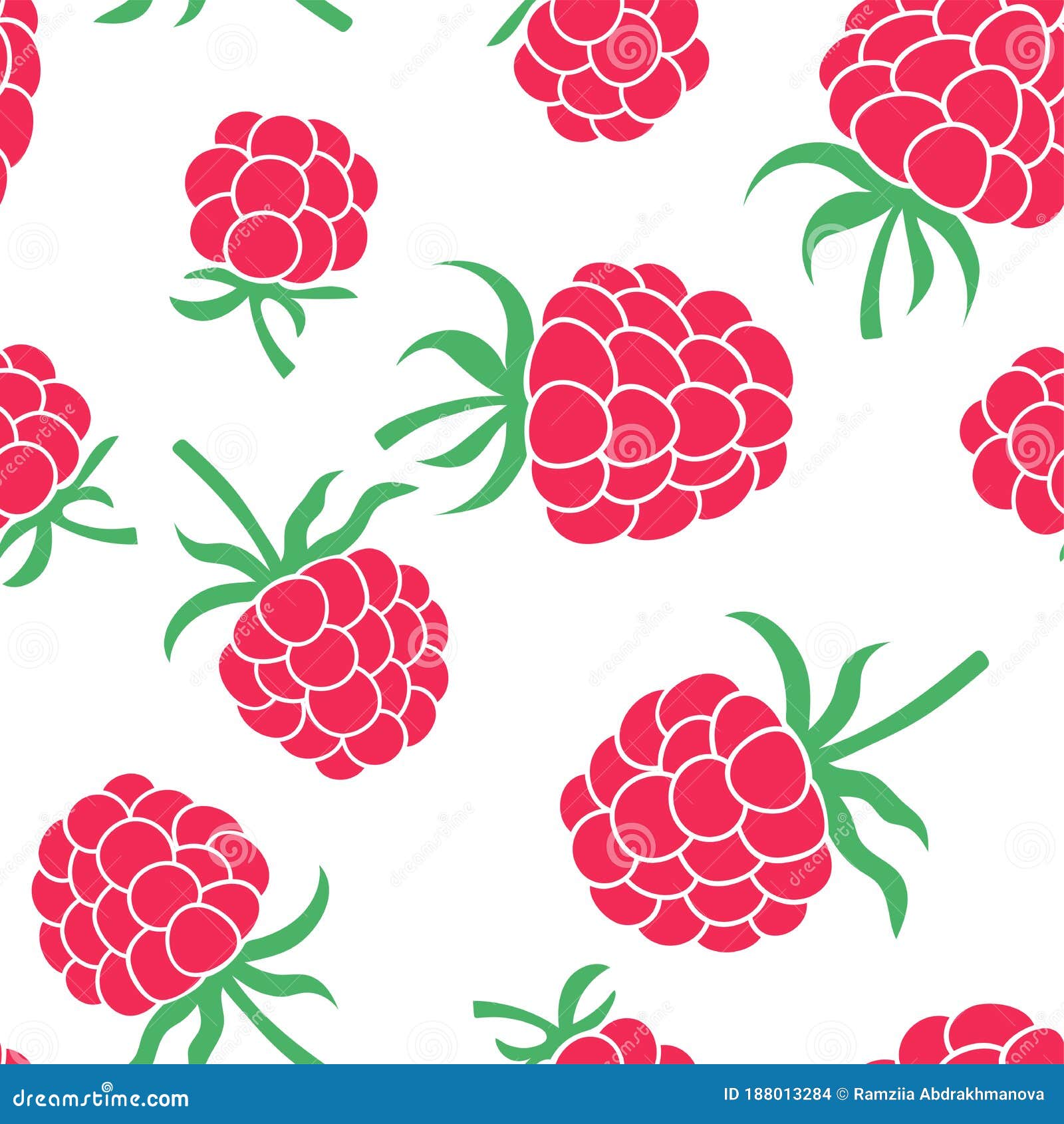 Raspberry Seamless Pattern. Hand Drawn Fresh Fruit. Vector Sketch ...