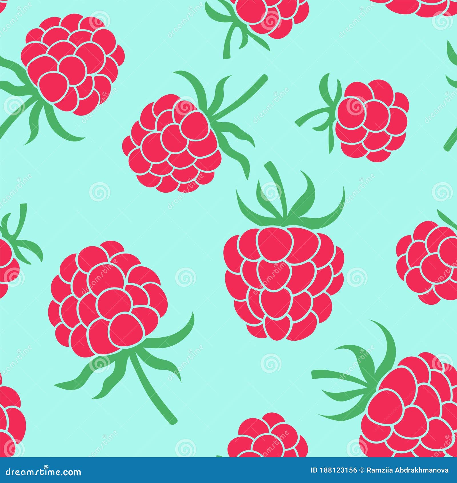 Raspberry Seamless Pattern. Vector Drawing. Isolated Berry Branc ...