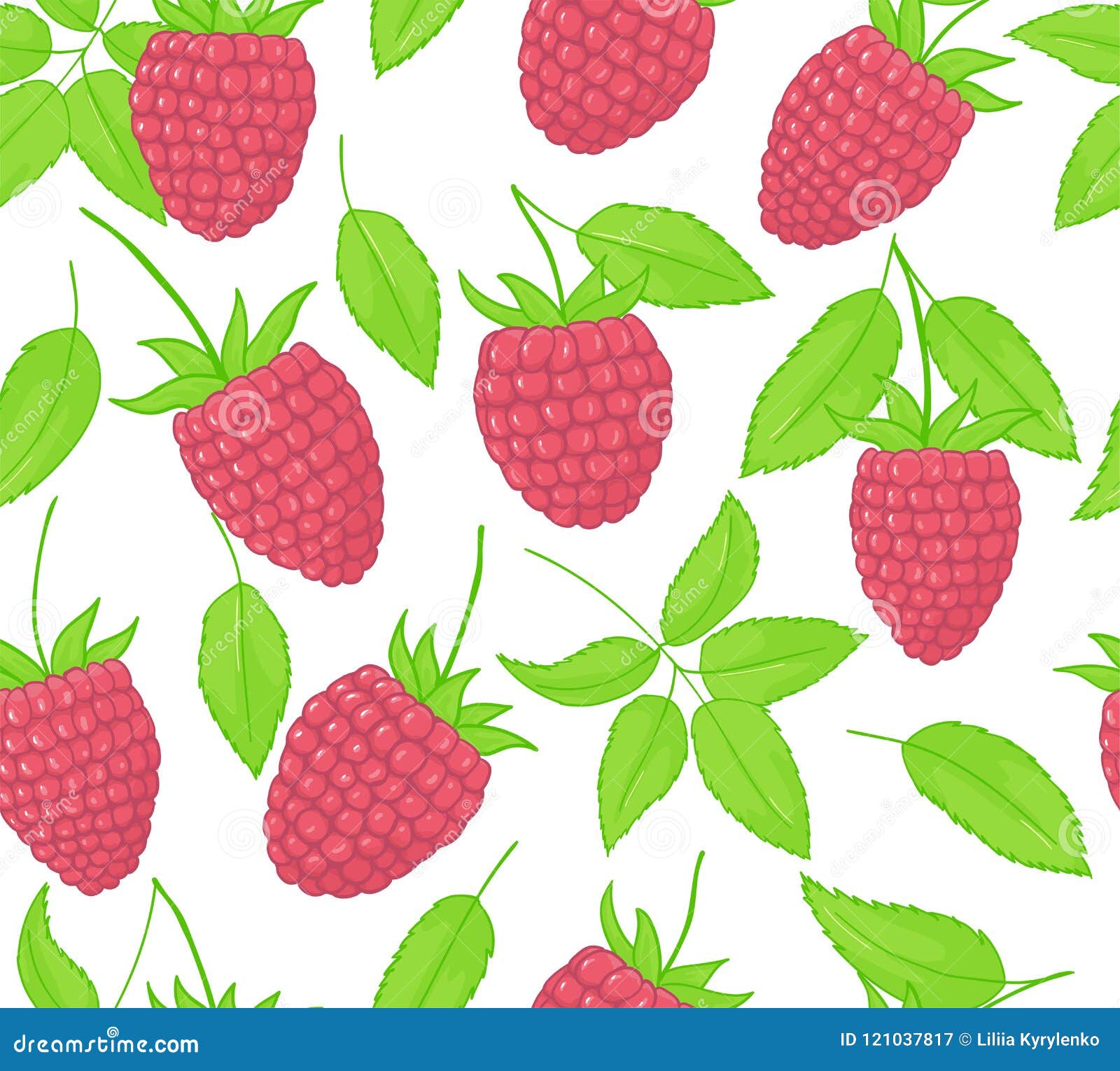 Raspberry Seamless Patterns. Endless Ornament of Leaves and Pink Forest ...