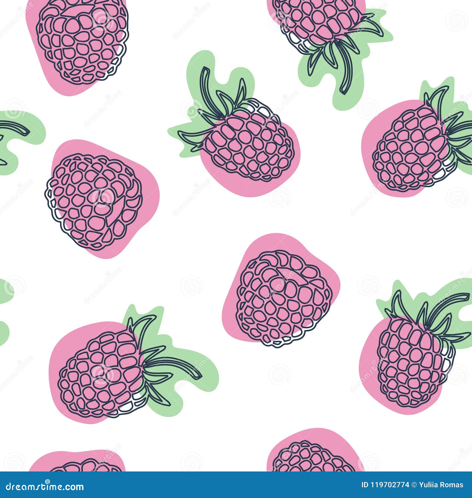 Raspberry Seamless Vector Pattern. Background Design. Best for Wrapping ...
