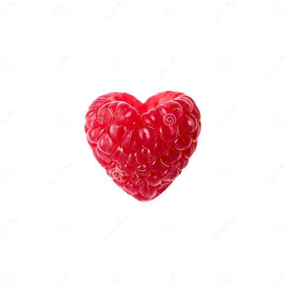 Raspberry in the Shape of a Heart on a White Background Stock Photo ...