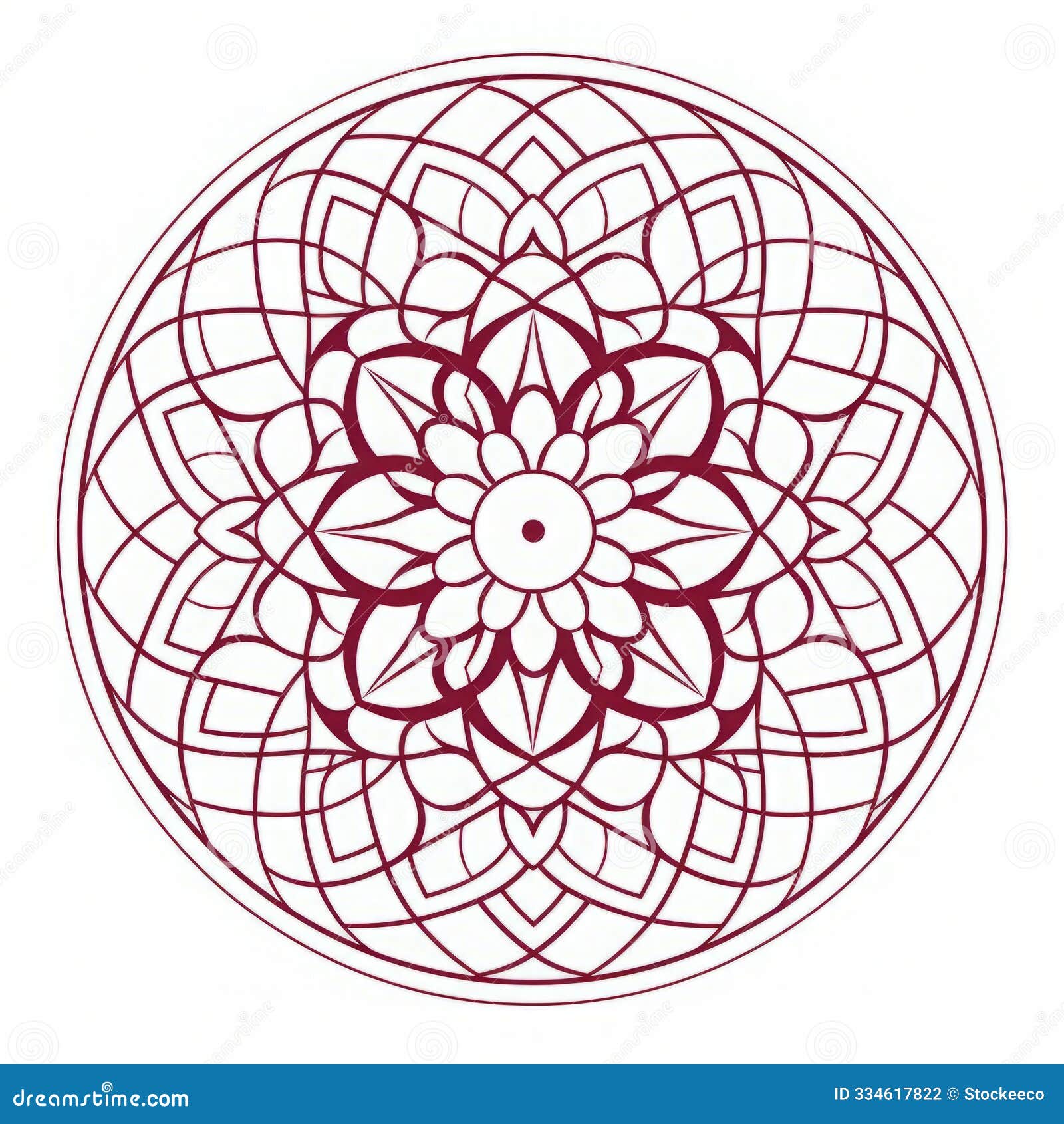 Raspberry Shaped Geometric Mandala Coloring Page for Adults Stock ...