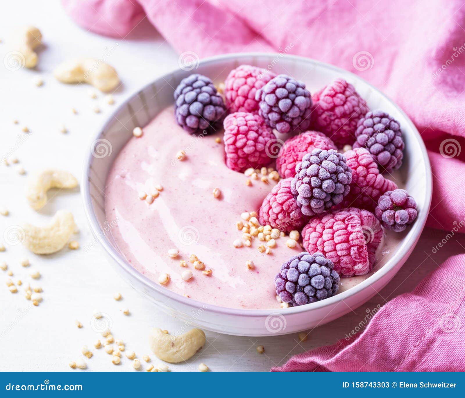 Raspberry smoothie bowl stock image. Image of bowl, pudding - 158743303
