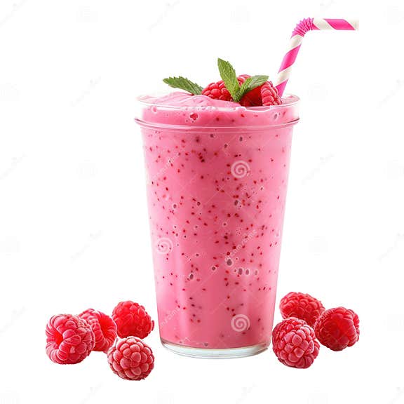Raspberry Smoothie Drink Front View Isolate Stock Illustration ...
