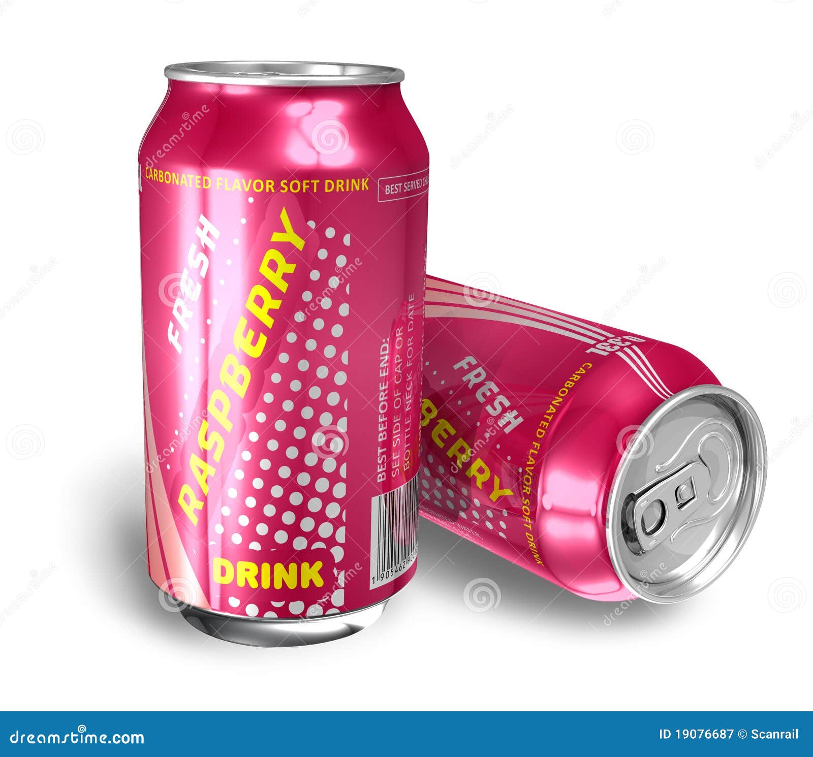 Raspberry Soda Drinks in Metal Cans Stock Illustration - Illustration ...