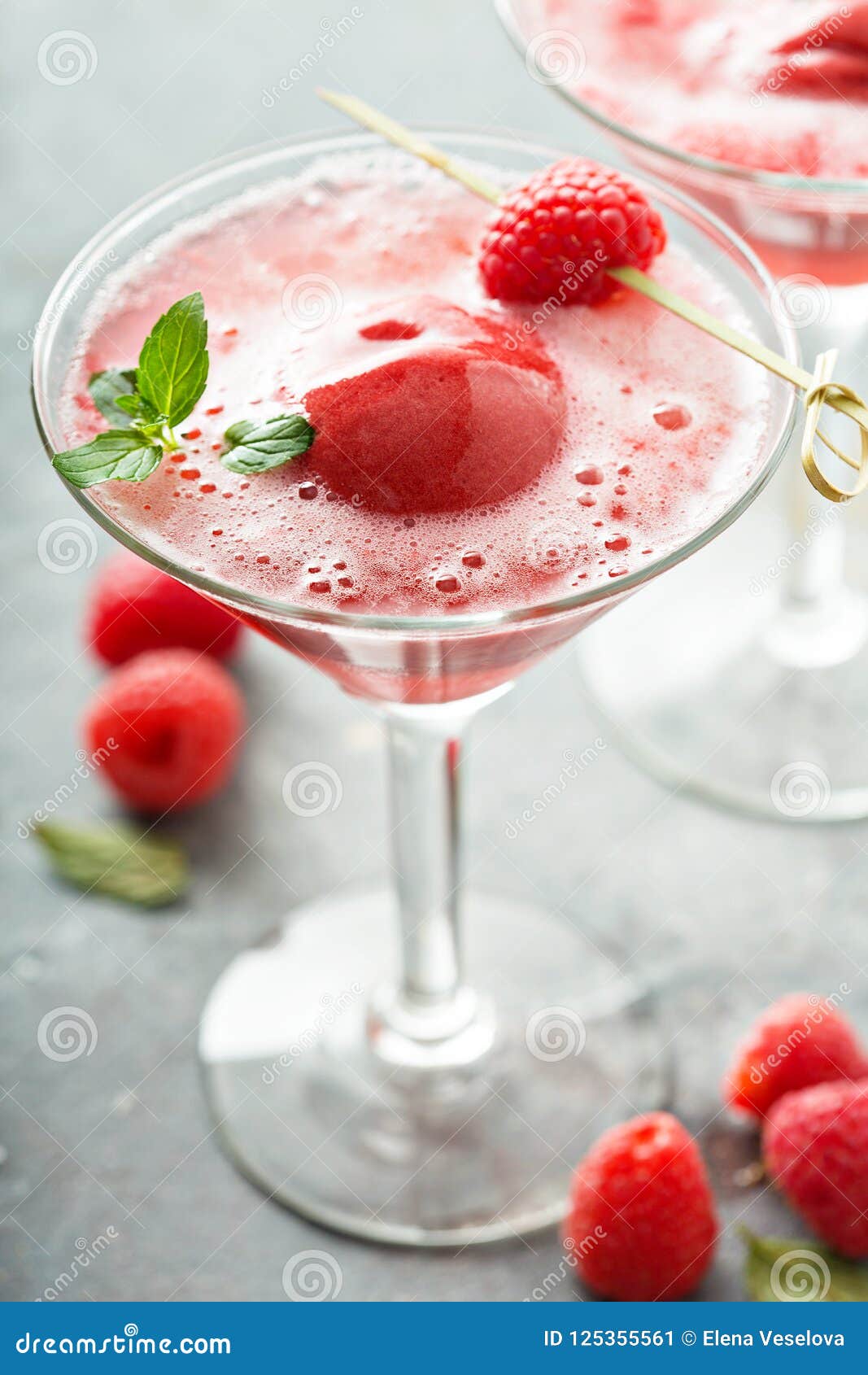 Raspberry Sorbet Rose Floats Stock Image - Image of fruit, drink: 125355561