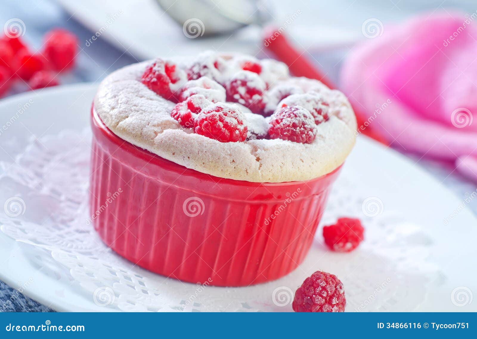 Raspberry souffle stock photo. Image of mint, cookie - 34866116