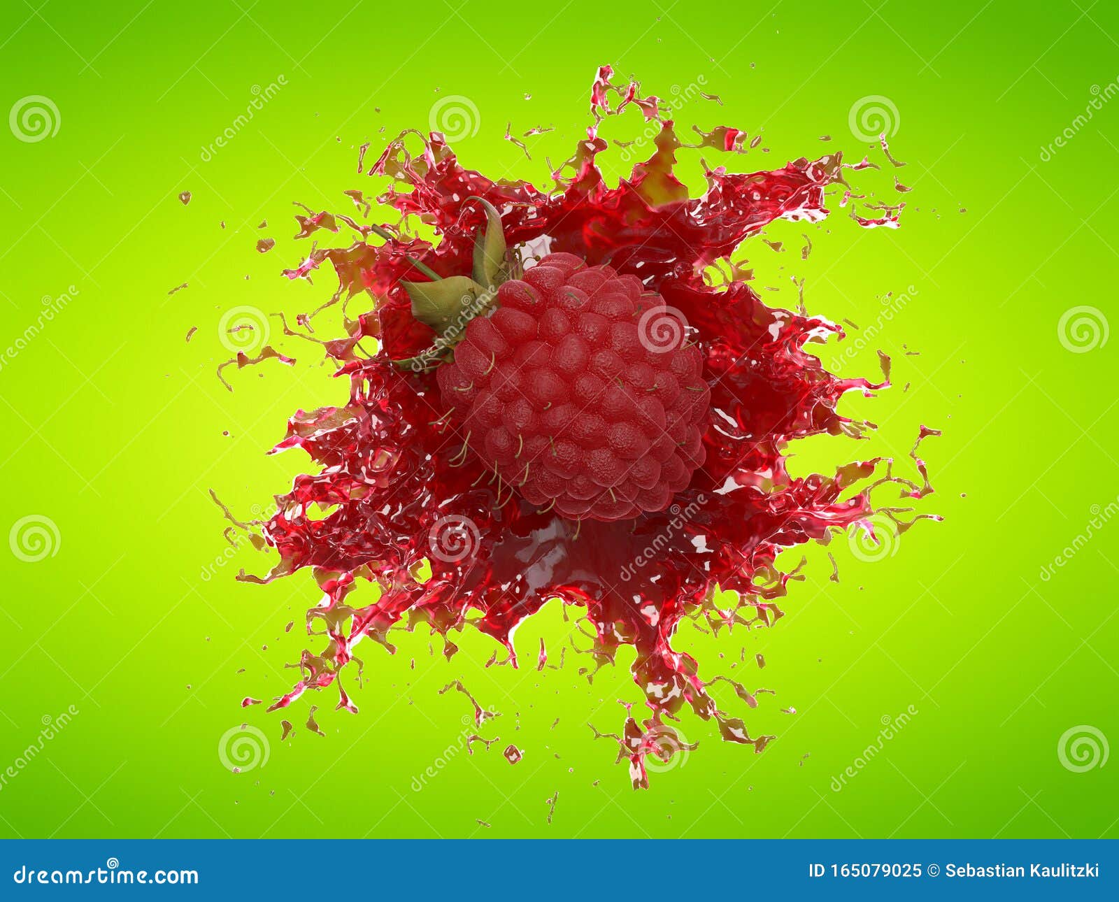 Raspberry Splash In Pink Liquid. Generative Ai. Royalty-Free ...
