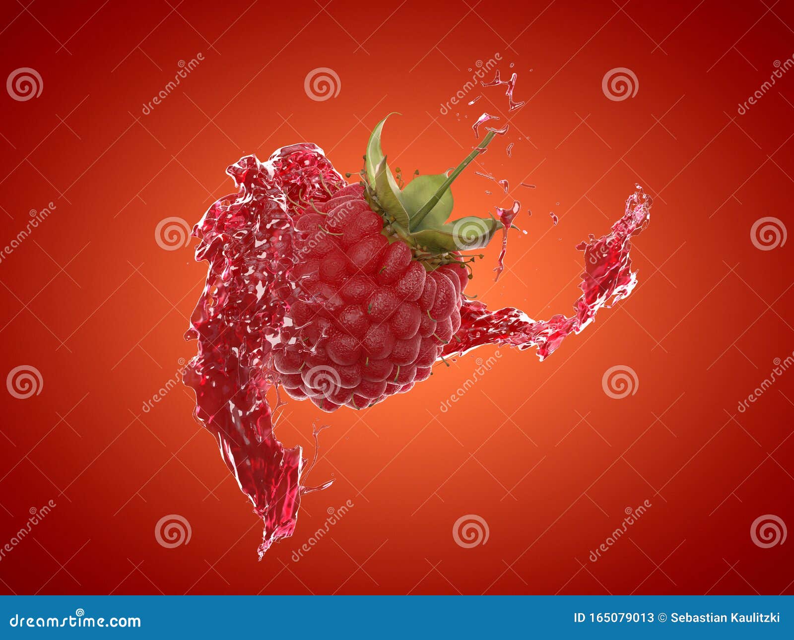 Raspberry Splash In Pink Liquid. Generative Ai. Royalty-Free ...