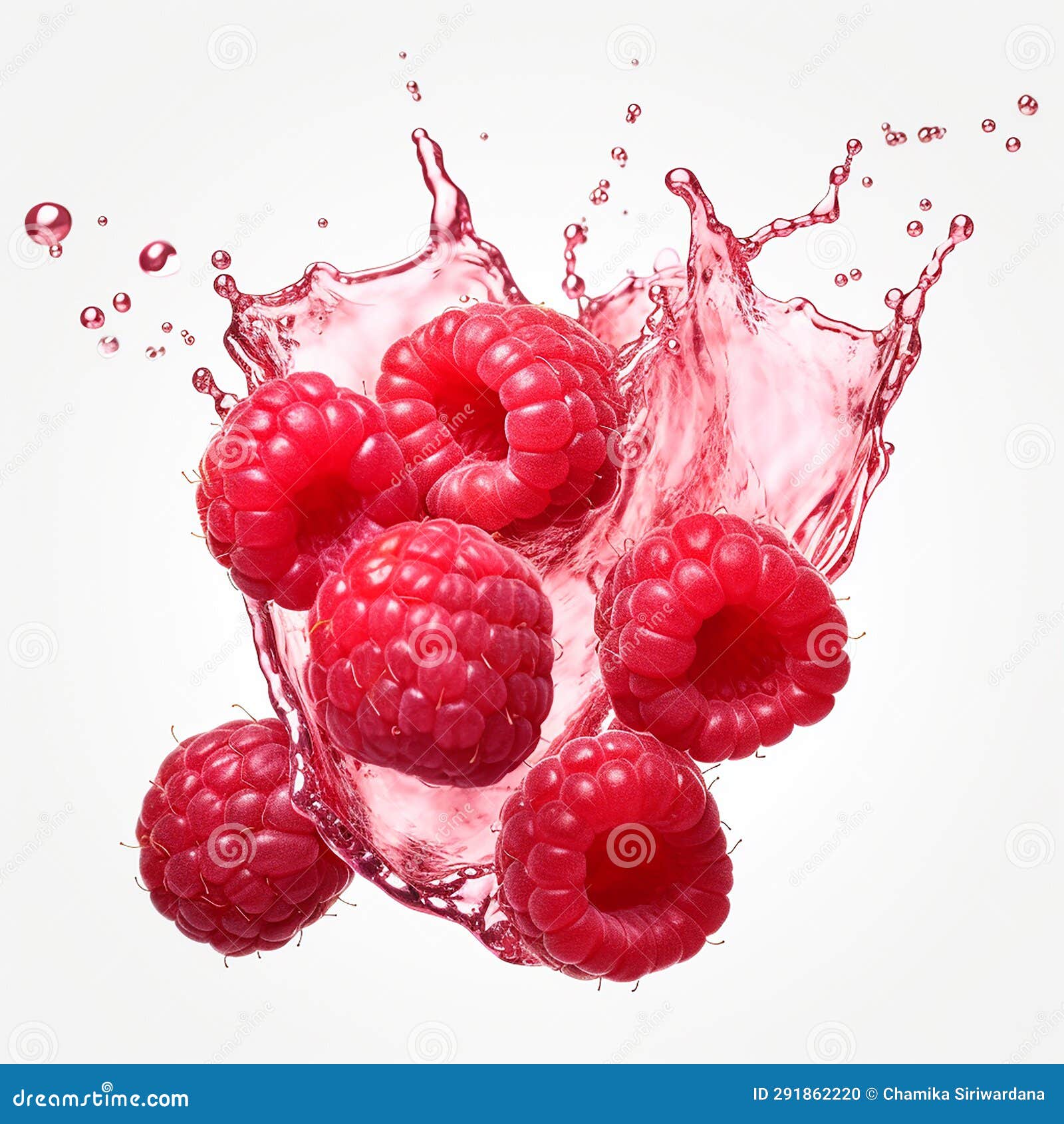 Raspberry Splash Extravaganza Isolated Red Berries Stock Illustration ...