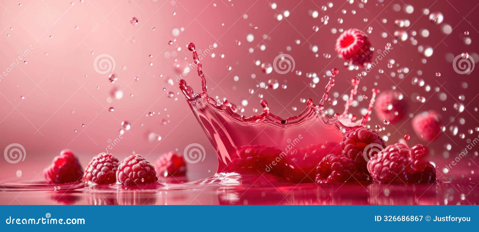 Raspberry Splash In Pink Liquid. Generative Ai. Royalty-Free ...