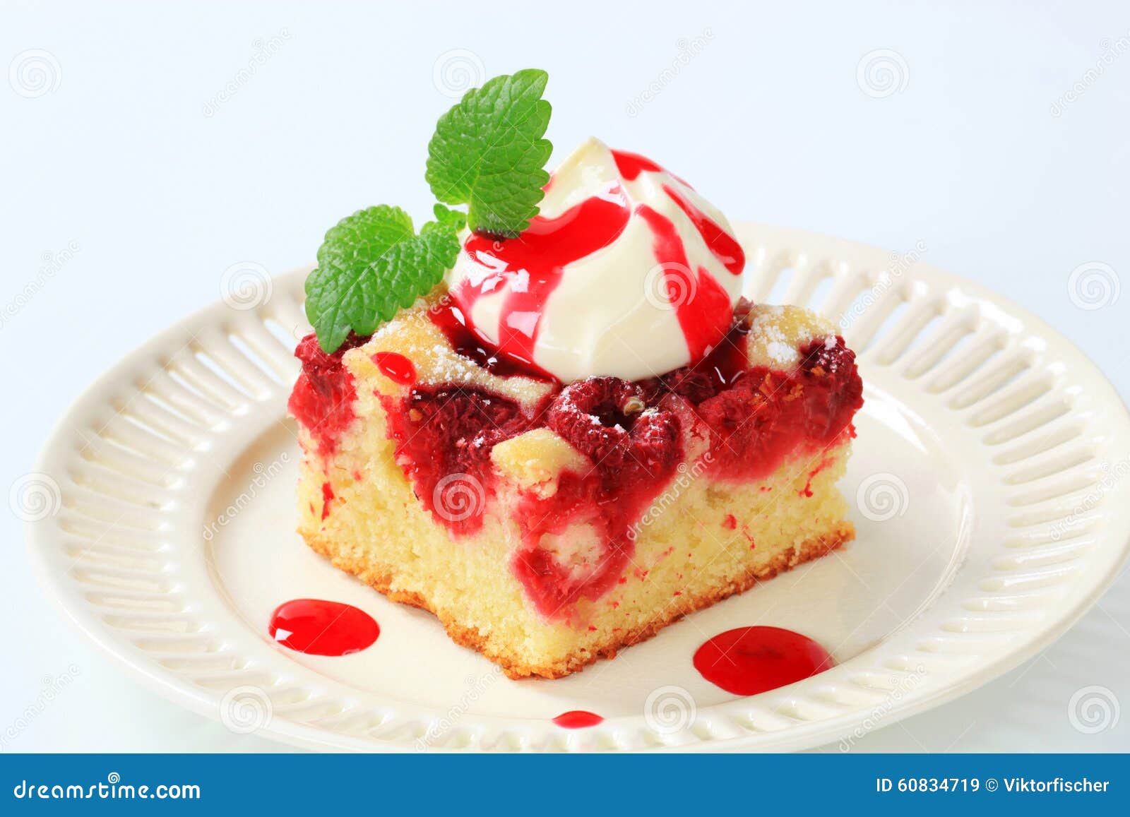Raspberry sponge cake stock image. Image of cream, studio - 60834719