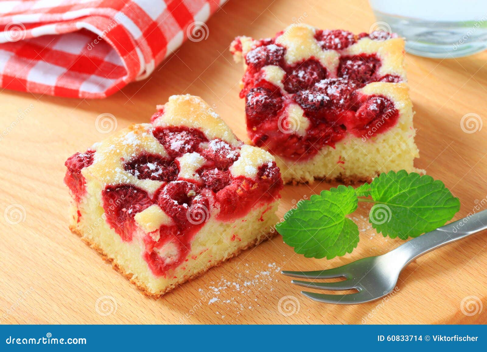 Raspberry Sponge Cake Slices Stock Photo - Image of pieces, board: 60833714