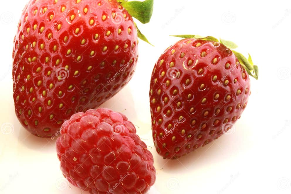 Raspberry and strawberries stock photo. Image of macro - 8223628