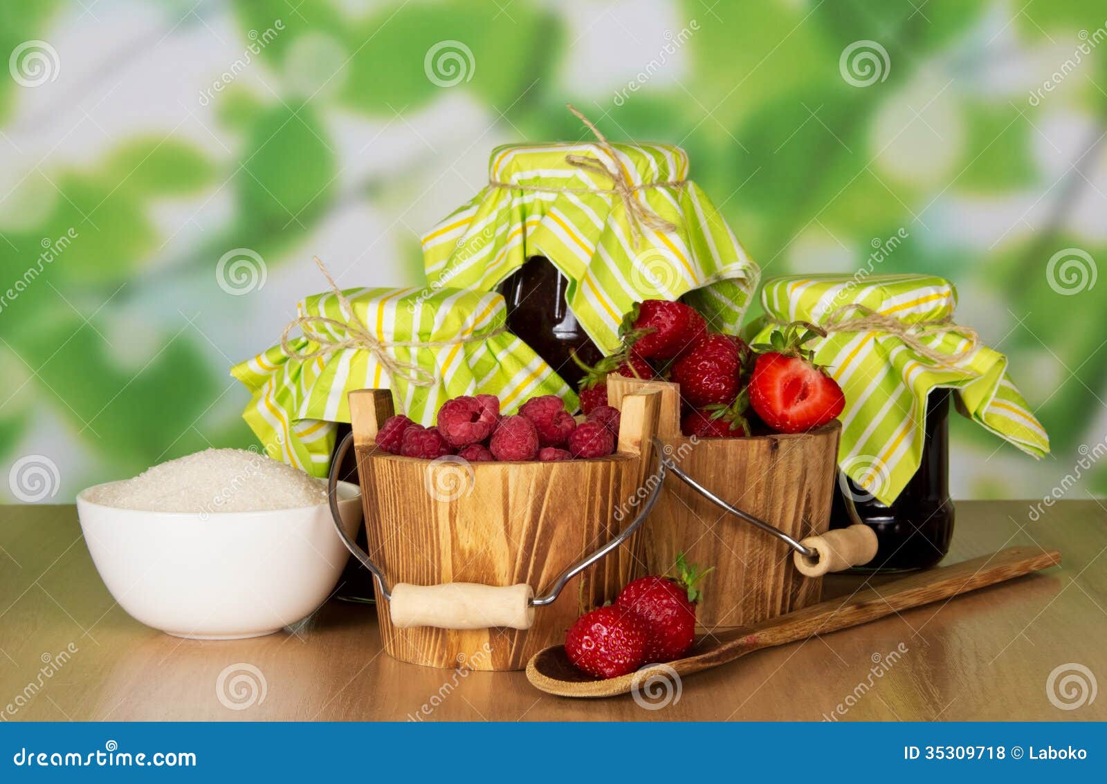 Raspberry and Strawberry Jam Stock Photo - Image of delicious, beige ...