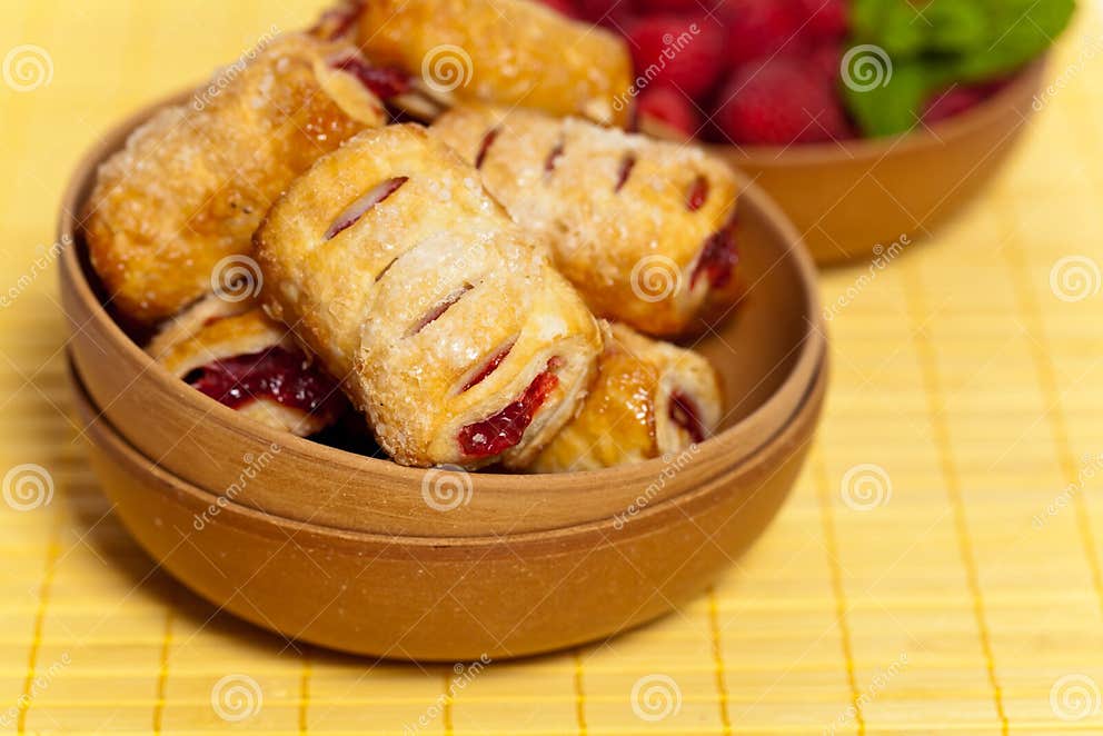 Raspberry Strudel Bites stock image. Image of baked, danish - 36775041