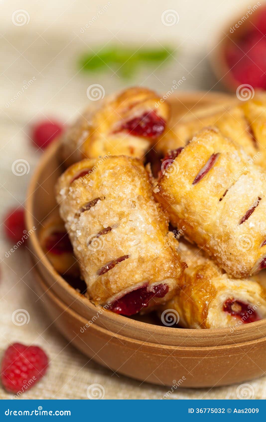 Raspberry Strudel Bites. Macro Stock Photo - Image of stuffed, snack ...