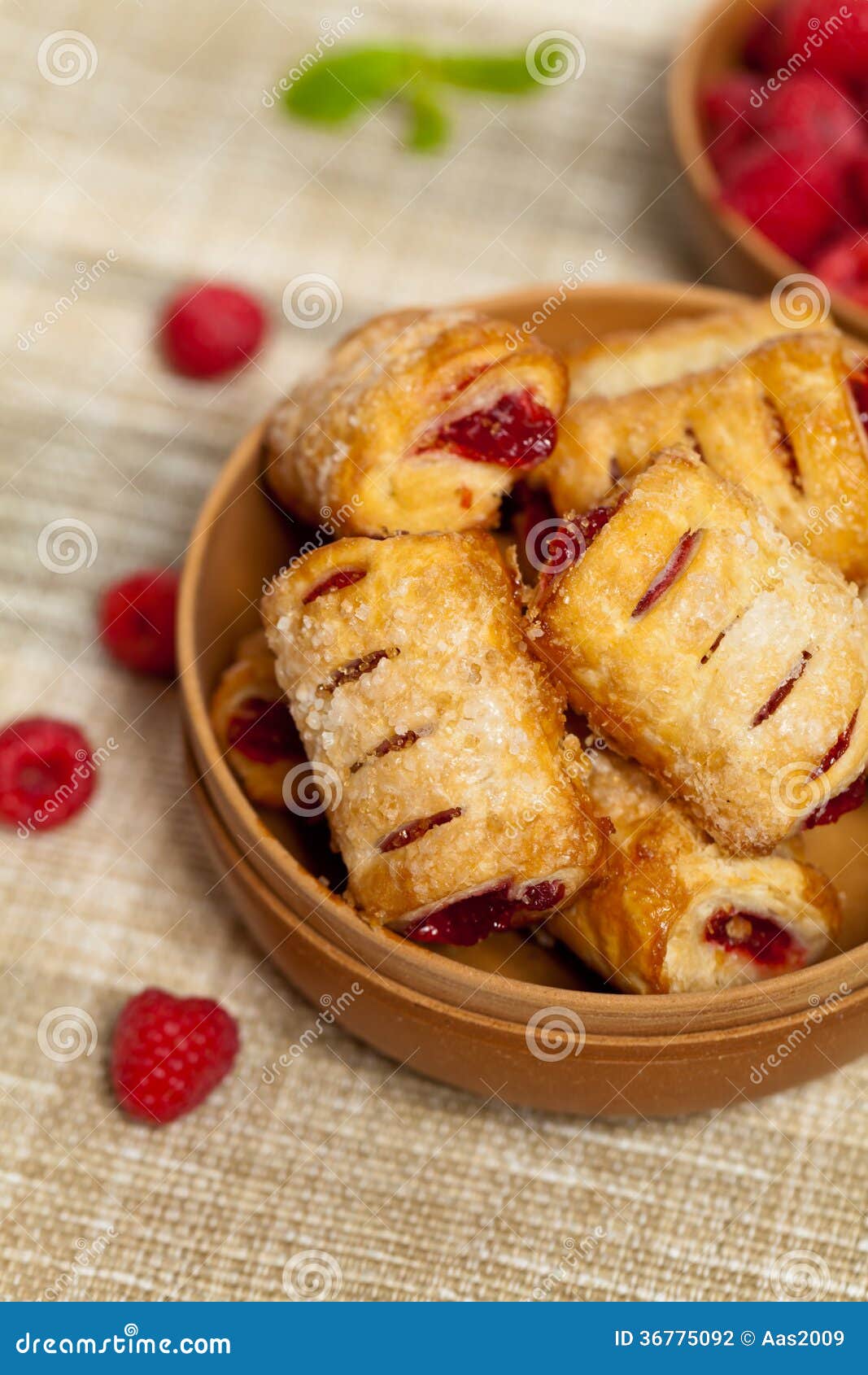 Raspberry Strudel Bites. Macro Stock Photo - Image of danish, cherry ...