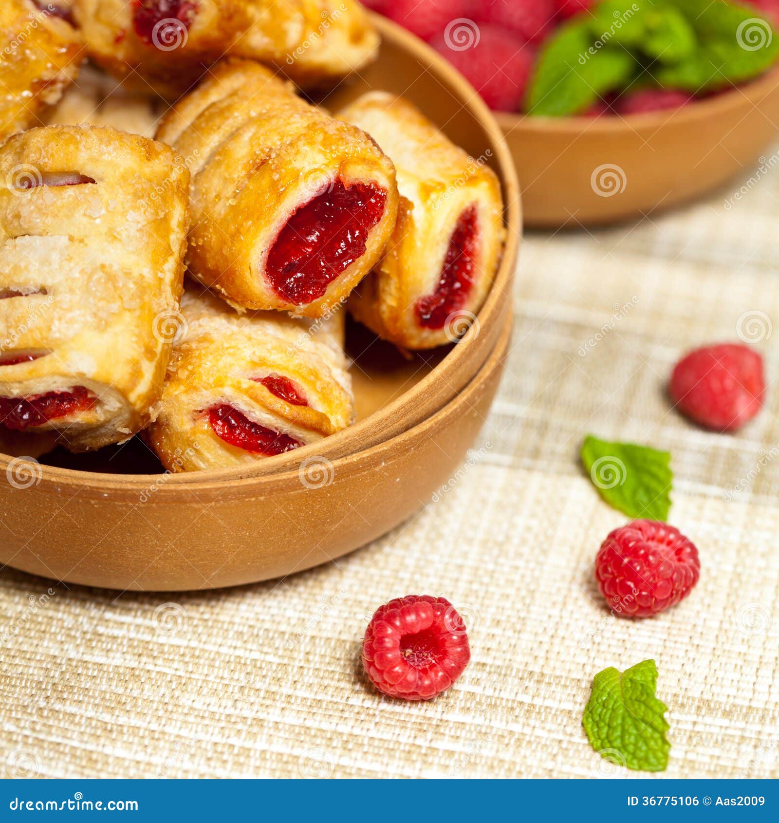 Raspberry Strudel Bites. Macro Stock Photo - Image of berry, sugar ...