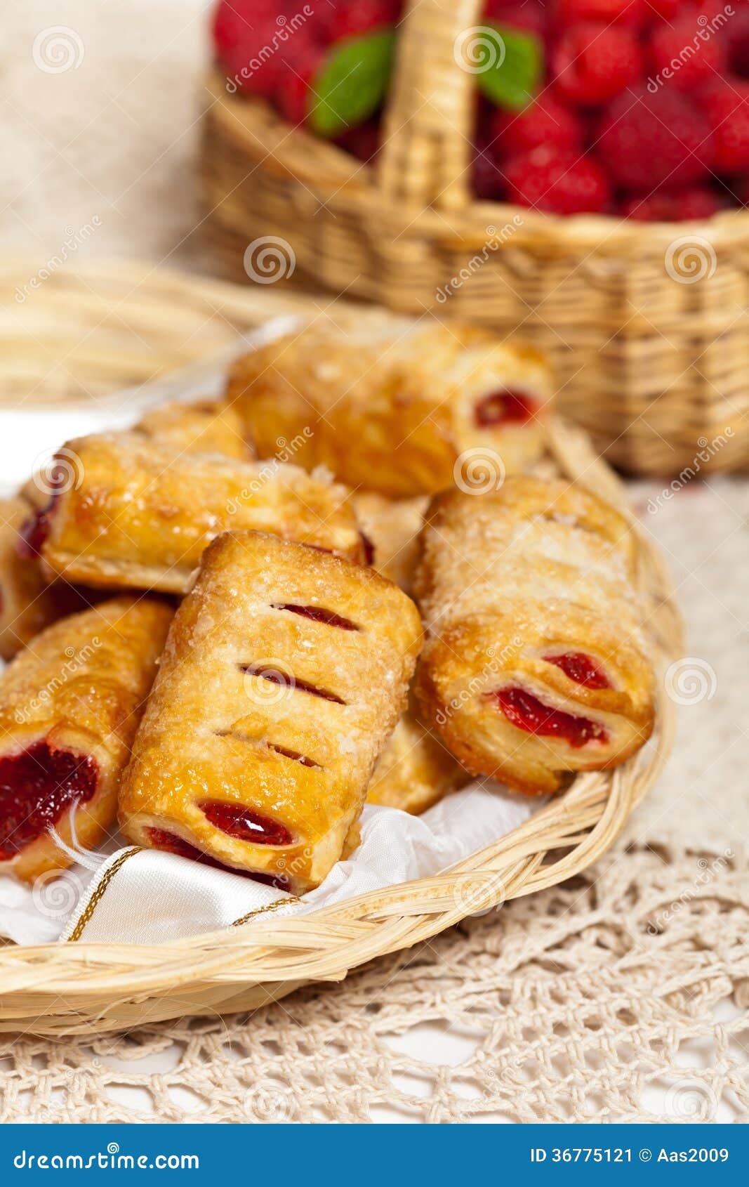 Raspberry Strudel Bites. Macro Stock Image - Image of cuisine, gold ...
