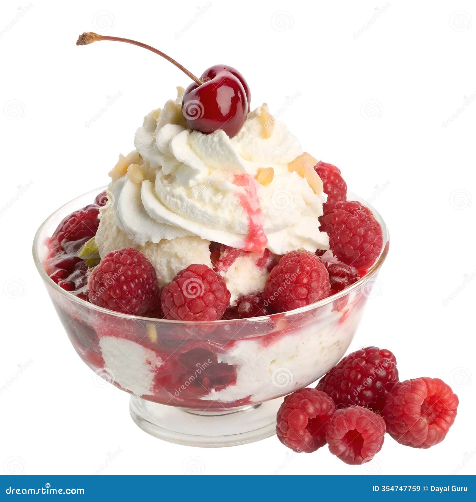 Raspberry Sundae Isolated on Transparent Background Stock Illustration ...