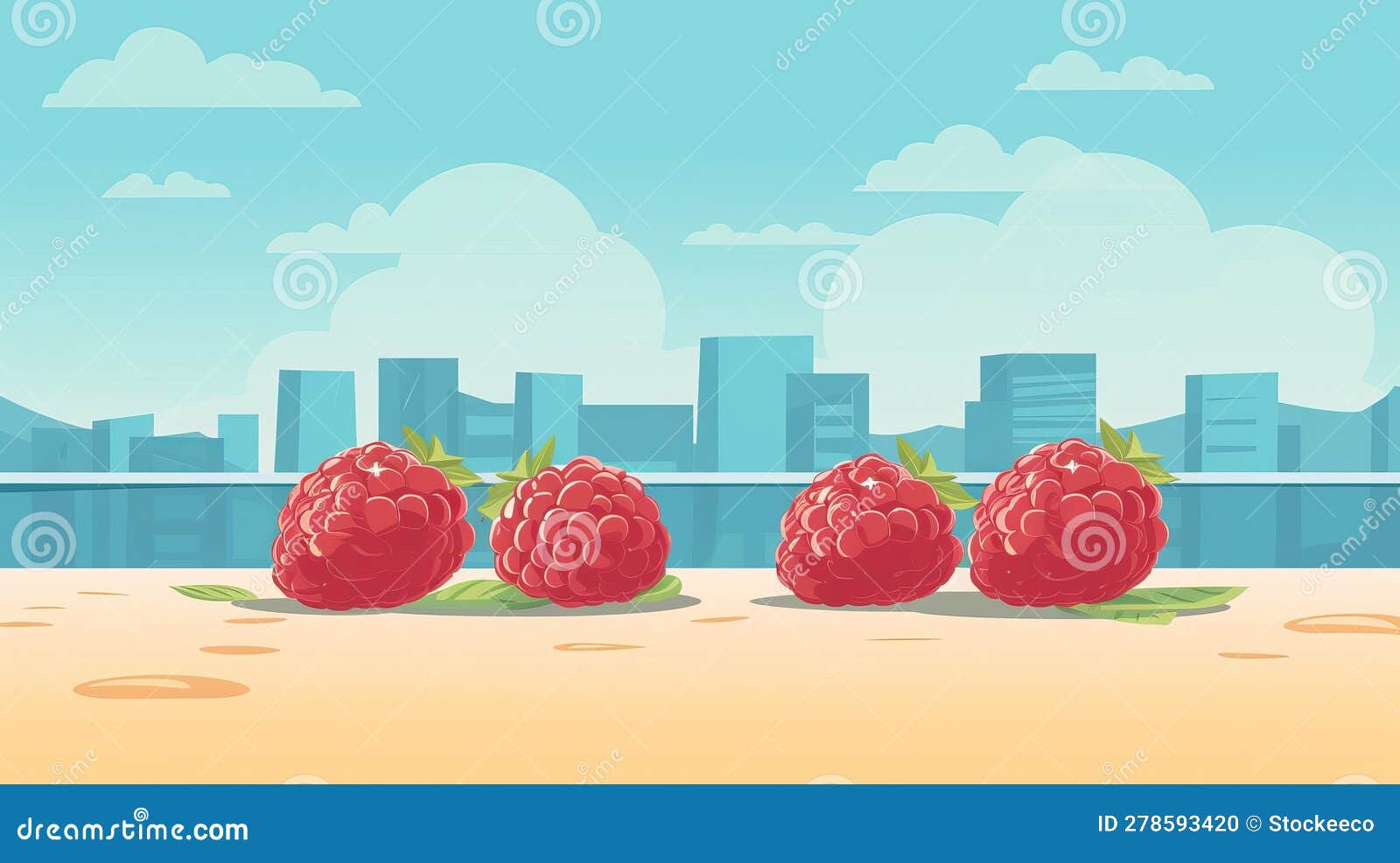 Raspberry on Table: a Modern 2d Illustration Stock Illustration ...