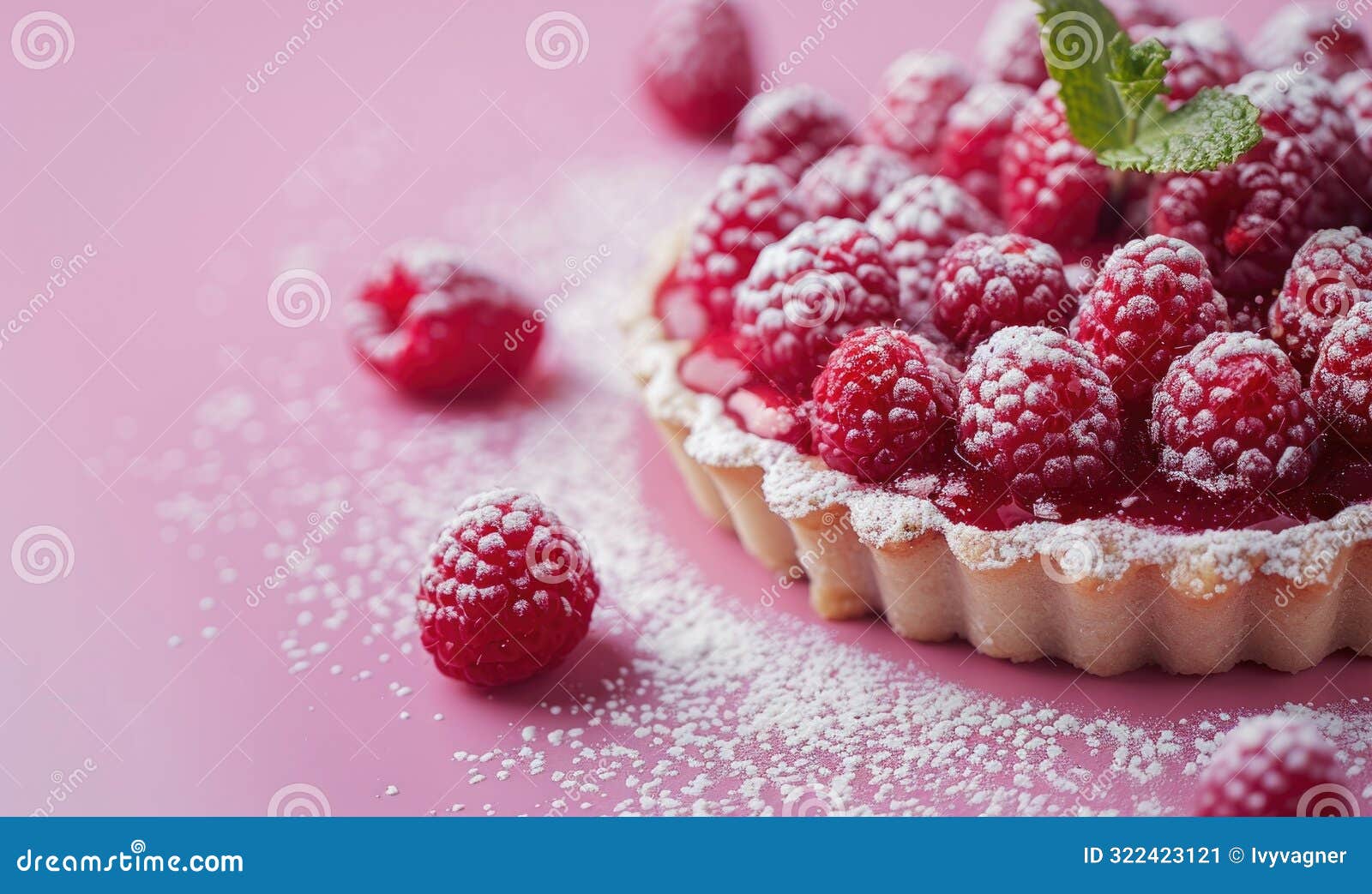 Raspberry Tart on a Pastel Pink Surface Stock Image - Image of cake ...
