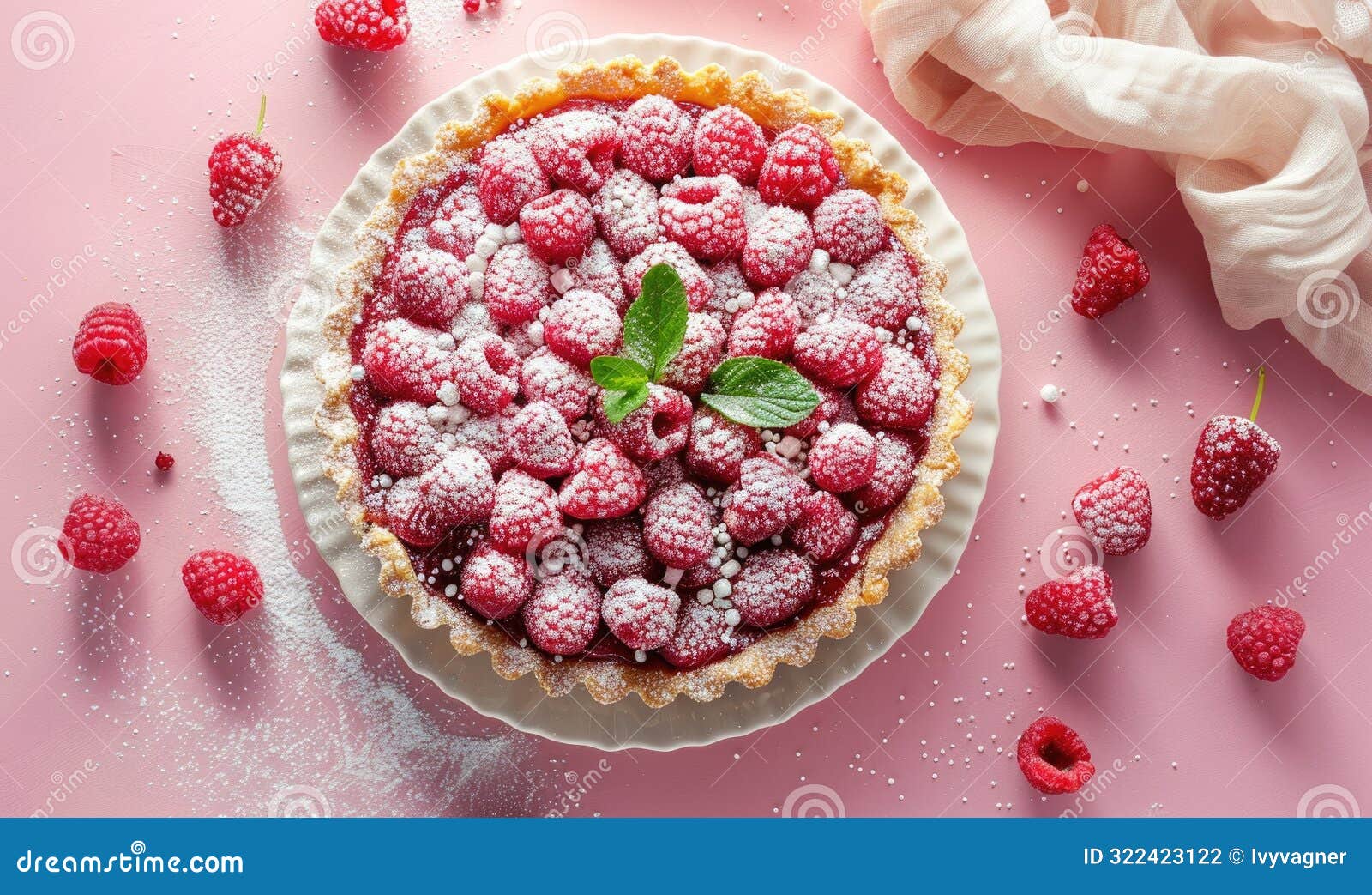 Raspberry Tart on a Pastel Pink Surface Stock Photo - Image of meal ...