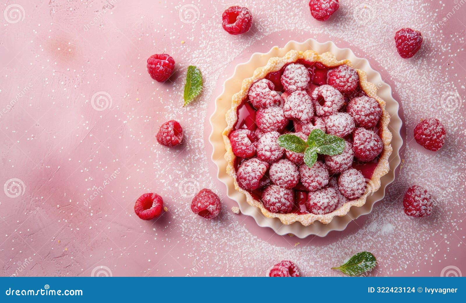 Raspberry Tart on a Pastel Pink Surface Stock Photo - Image of tart ...