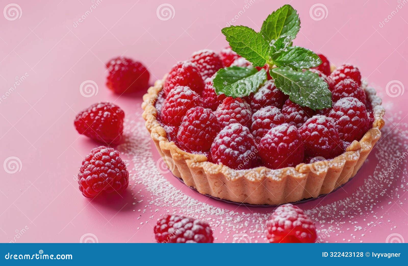 Raspberry Tart on a Pastel Pink Surface Stock Photo - Image of white ...