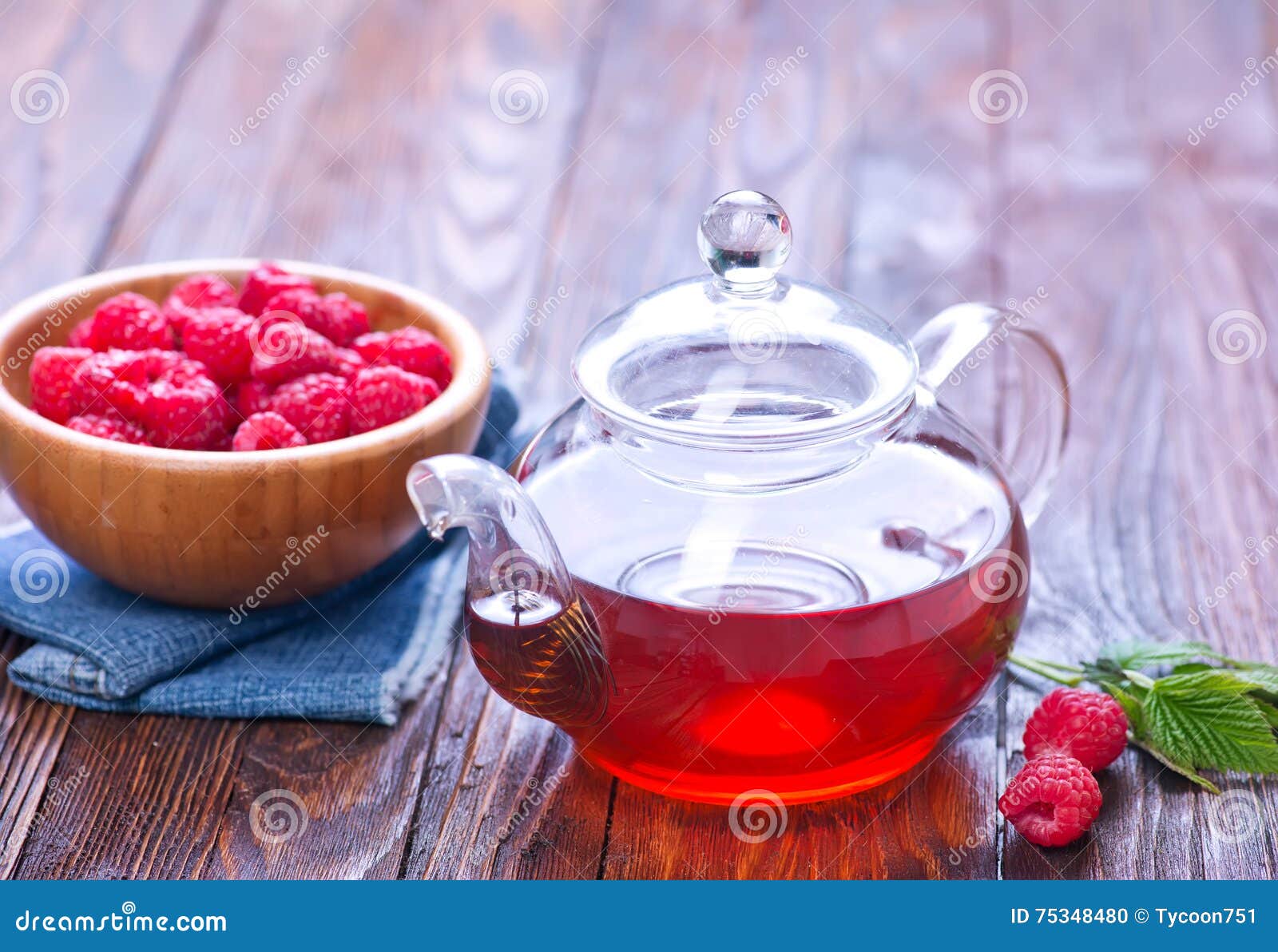 Raspberry and tea stock photo. Image of beverage, bake - 75348480