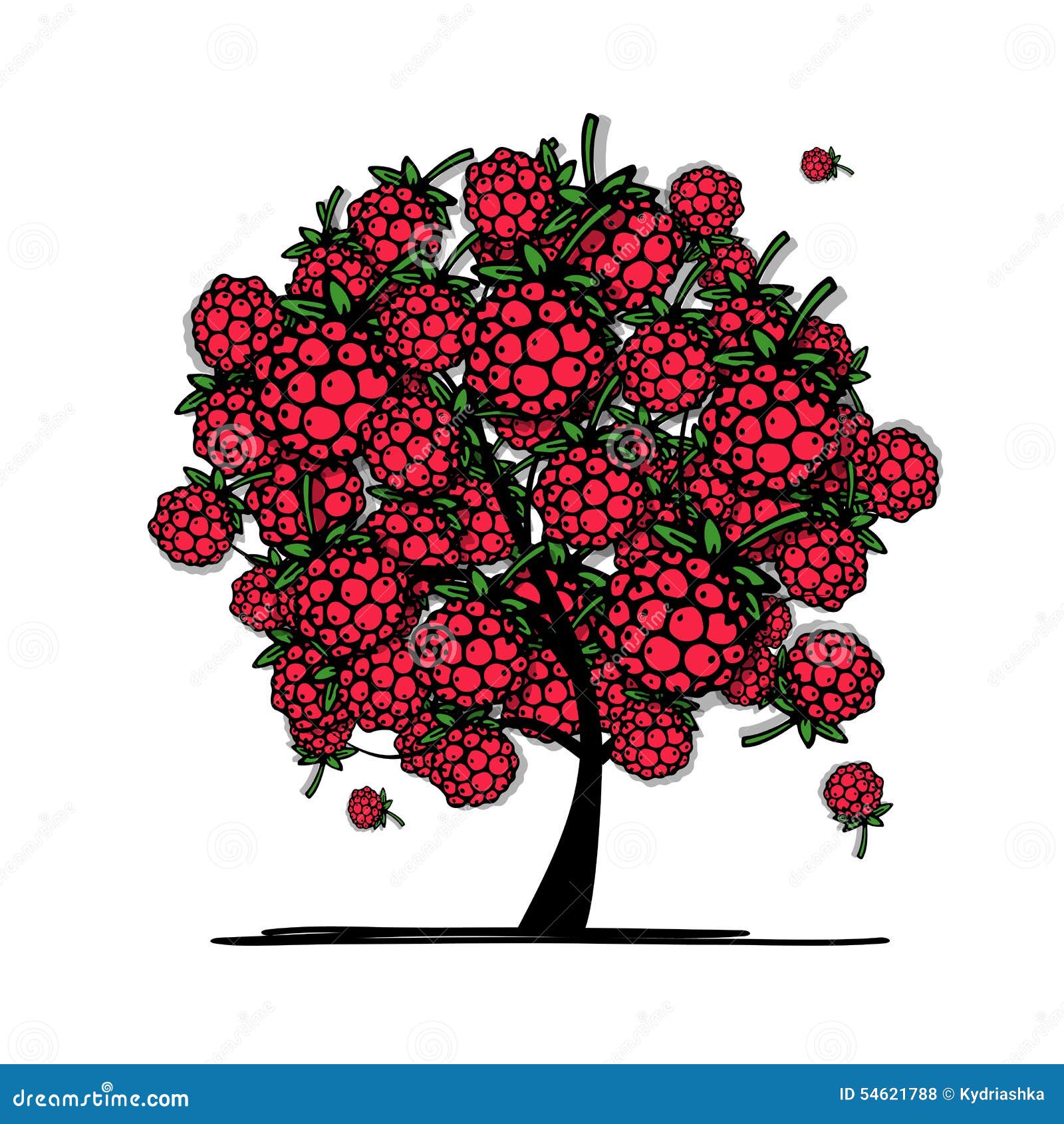Raspberry Tree, Sketch for Your Design Stock Vector - Illustration of ...