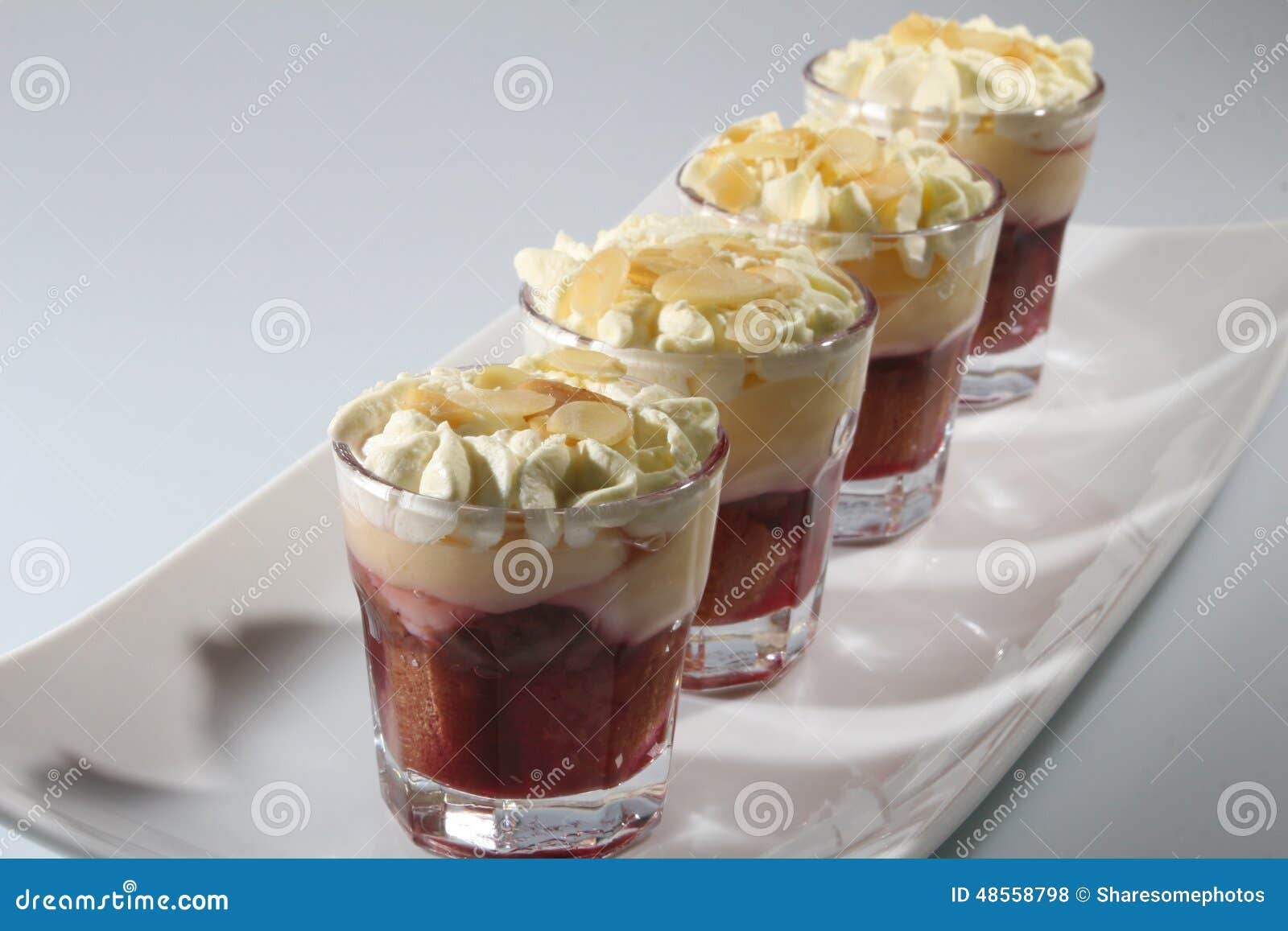 Raspberry trifle shots stock photo. Image of white, trifle - 48558798