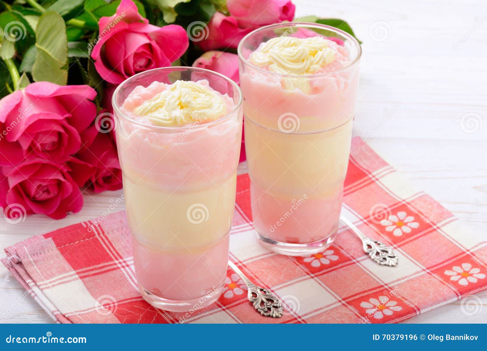 Raspberry and Vanilla Pudding in Glasses. Stock Photo - Image of roses ...