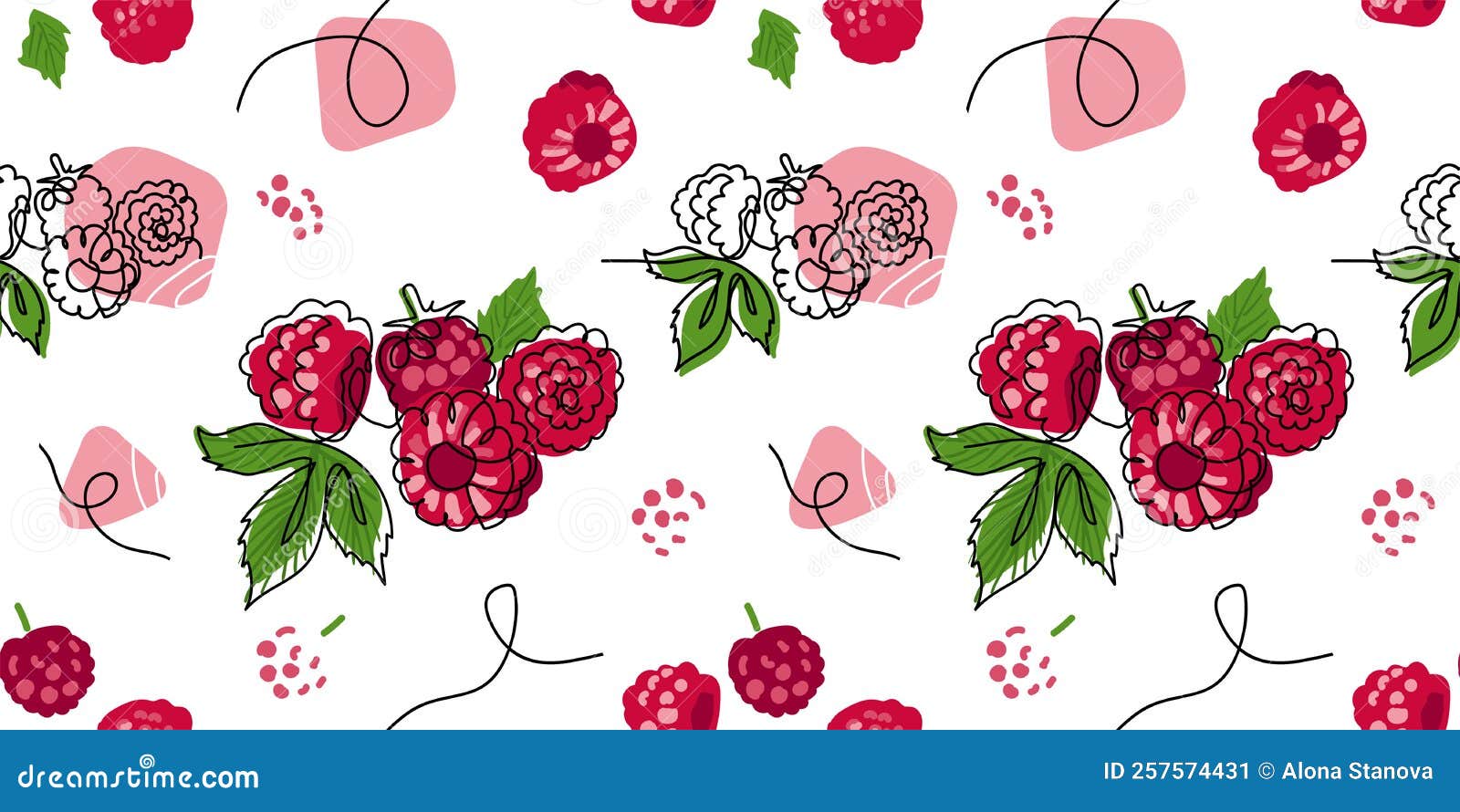 Raspberry Vector Pattern. One Continuous Line Art Drawing of Raspberry ...