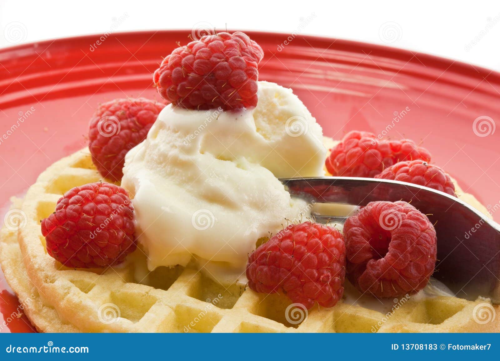 Raspberry Waffle a la mode stock image. Image of color - 13708183