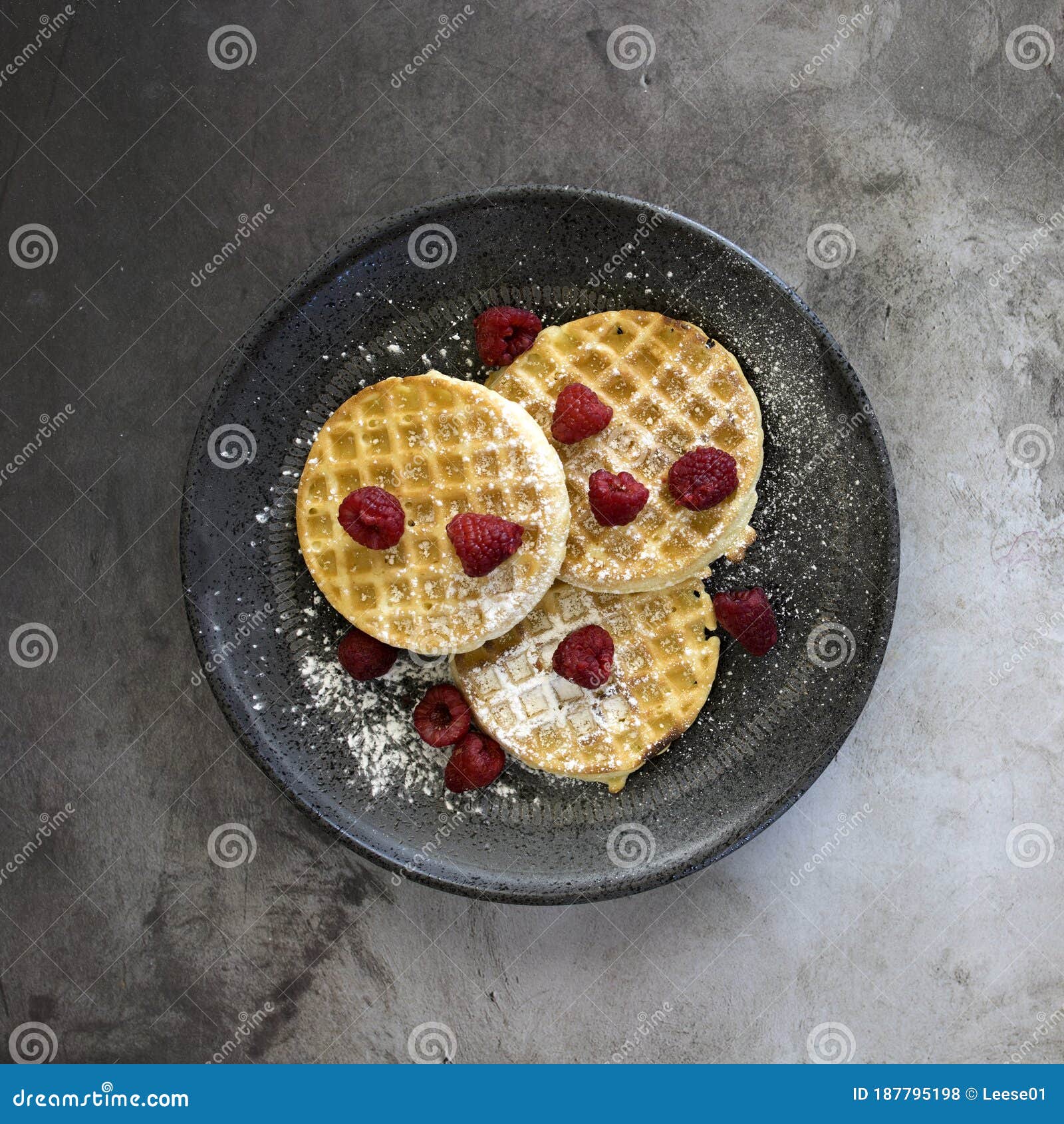 Raspberry Waffles with Syrup Stock Photo - Image of reaspberries, sugar ...