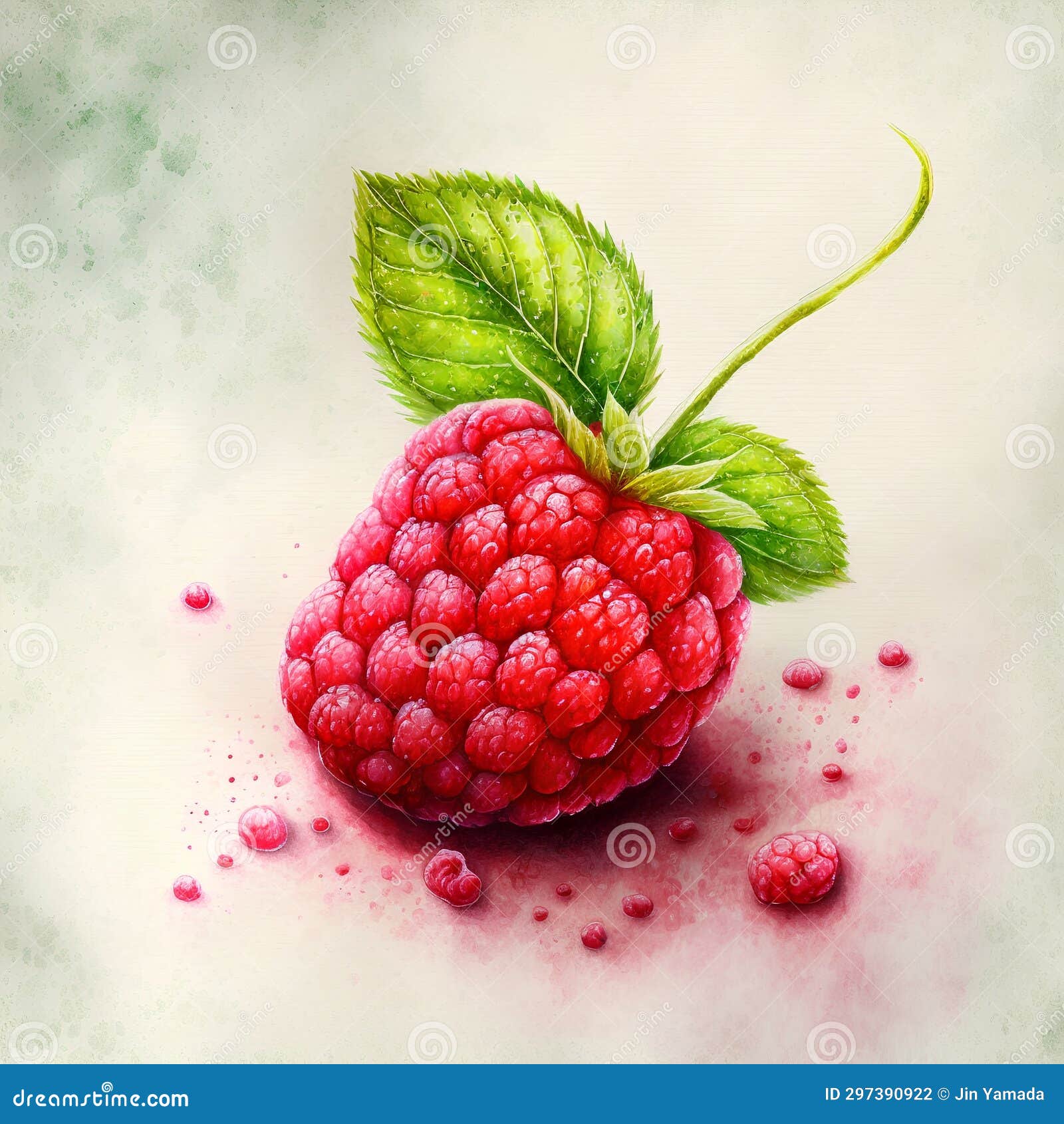 Raspberry with Watercolor Splashes. Watercolor Painting. Vector ...