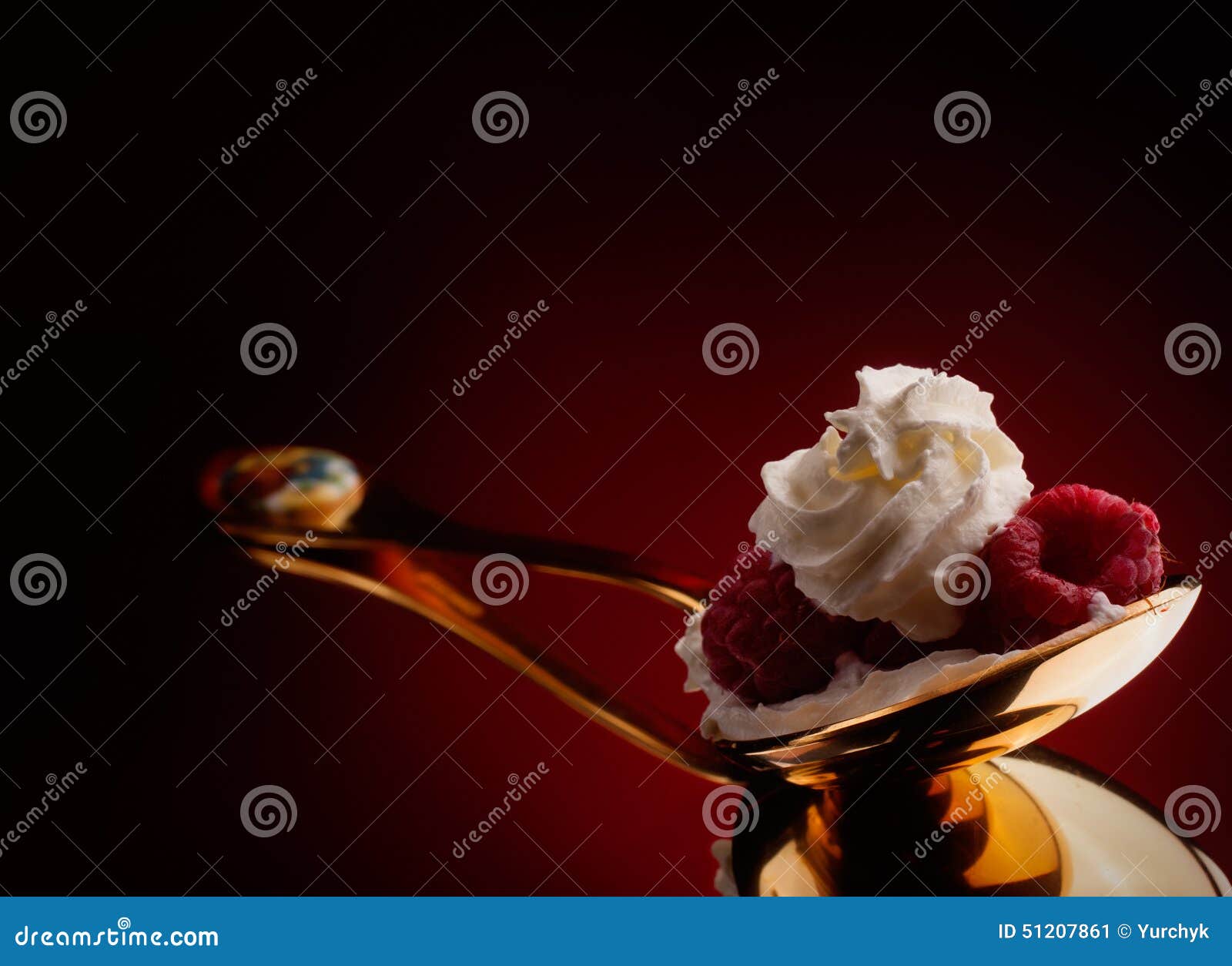 Raspberry on whipped cream stock image. Image of healthy - 51207861