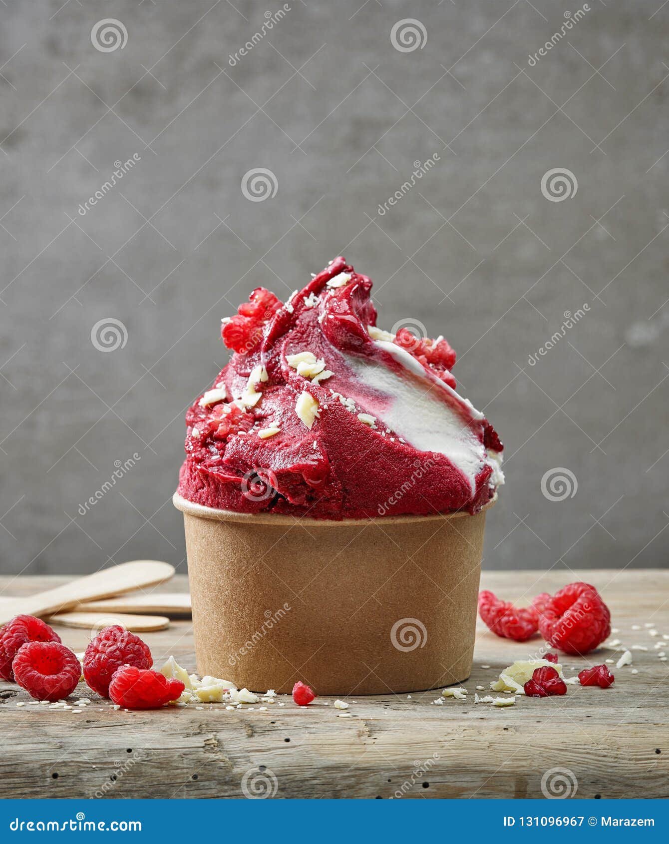 Raspberry and White Chocolate Ice Cream Stock Image - Image of closeup ...