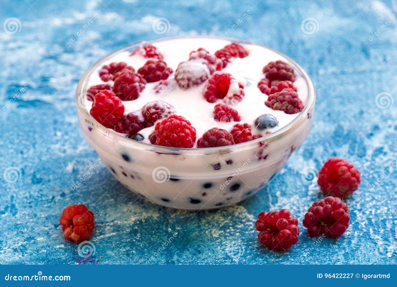 Raspberry with yogurt stock image. Image of delicious - 96422227
