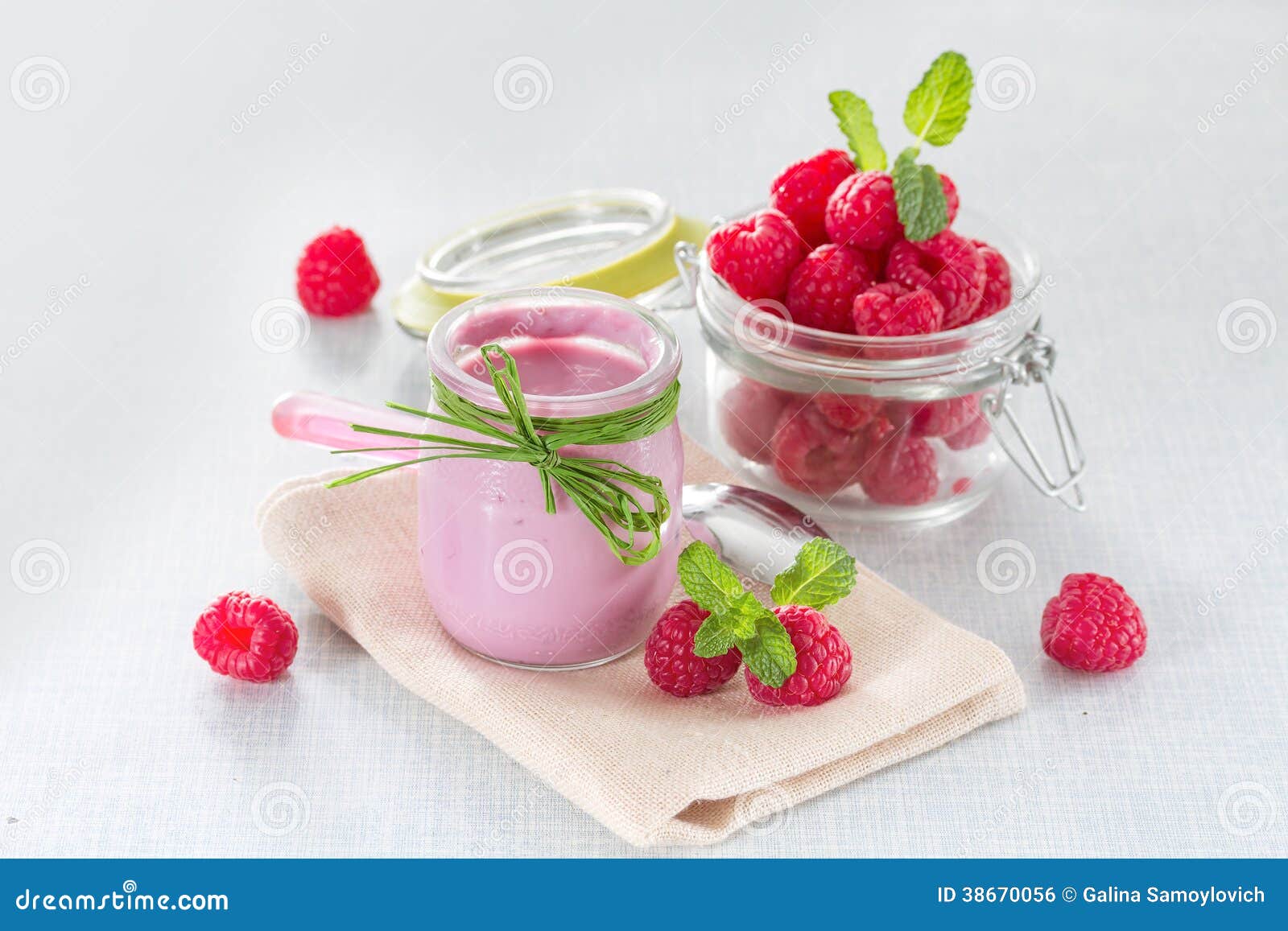 Raspberry yogurt stock photo. Image of fruit, nutrition - 38670056
