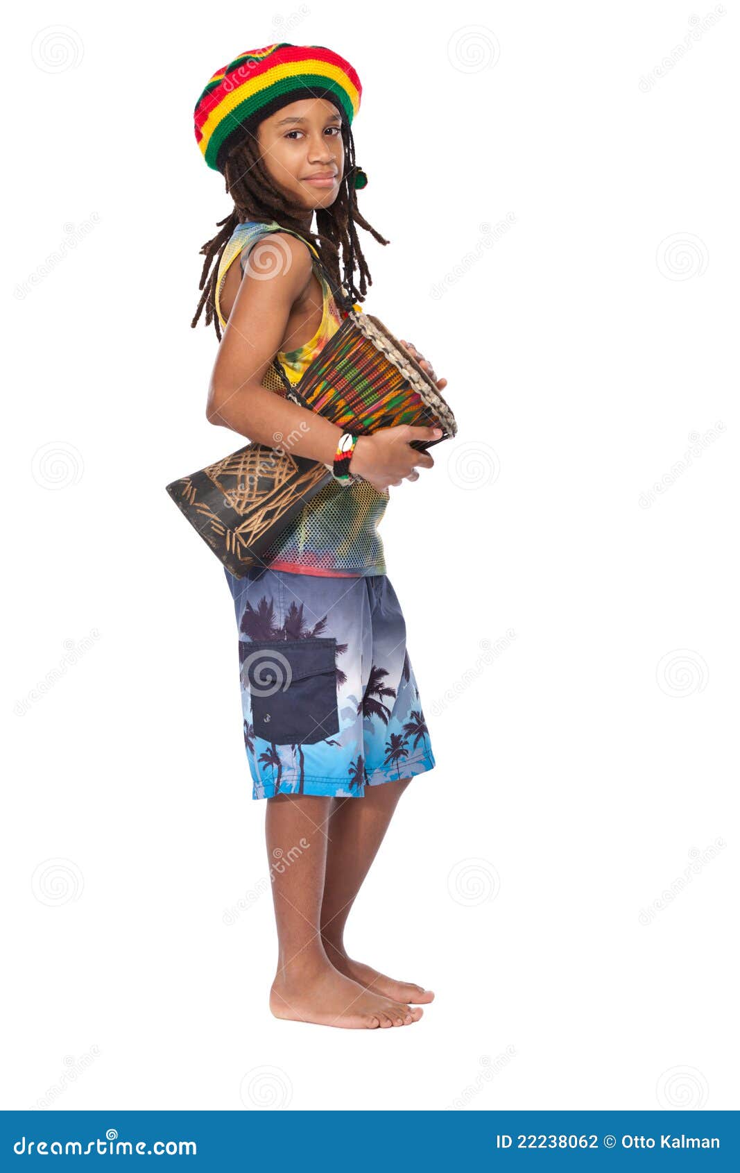 Rasta boy with conga stock photo. Image of child, american - 22238062