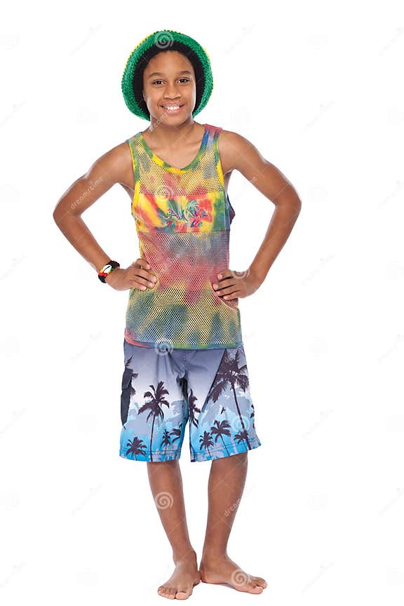 Rasta Boy Smiling Isolated on White Stock Image - Image of people ...
