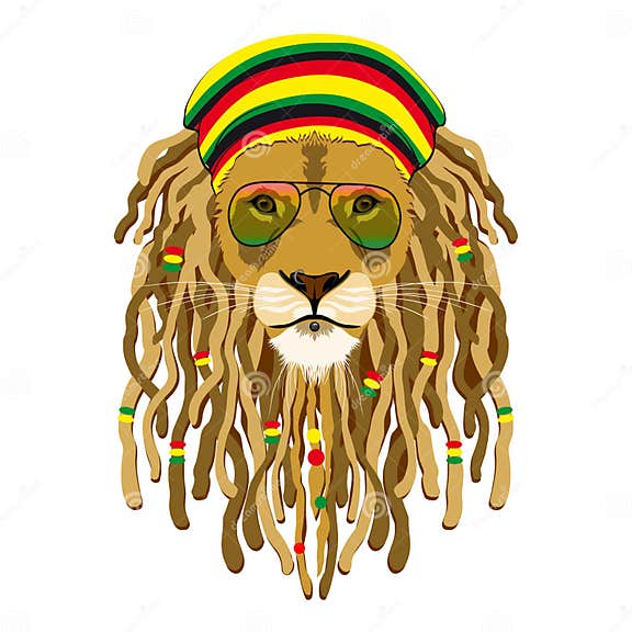Rasta lion stock vector. Illustration of detail, pattern - 33055412