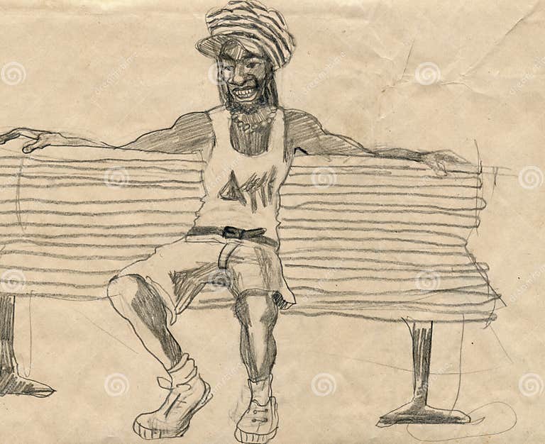 Rasta-man 2 stock illustration. Illustration of sitting - 6573282