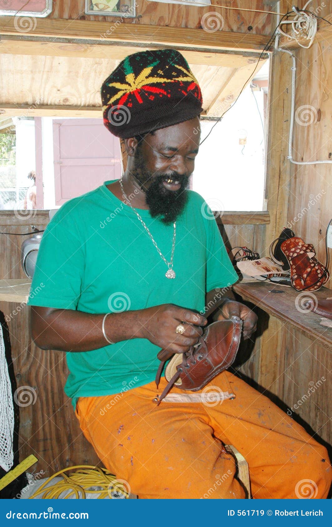 Rasta Man Leather Craftsman Carriacou Stock Image - Image of hair ...