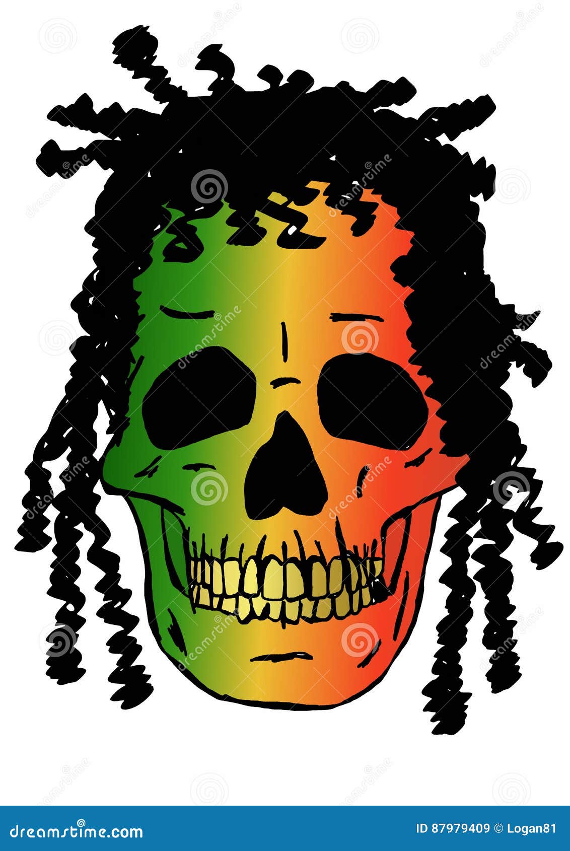 Rasta skull stock illustration. Illustration of cranium - 87979409